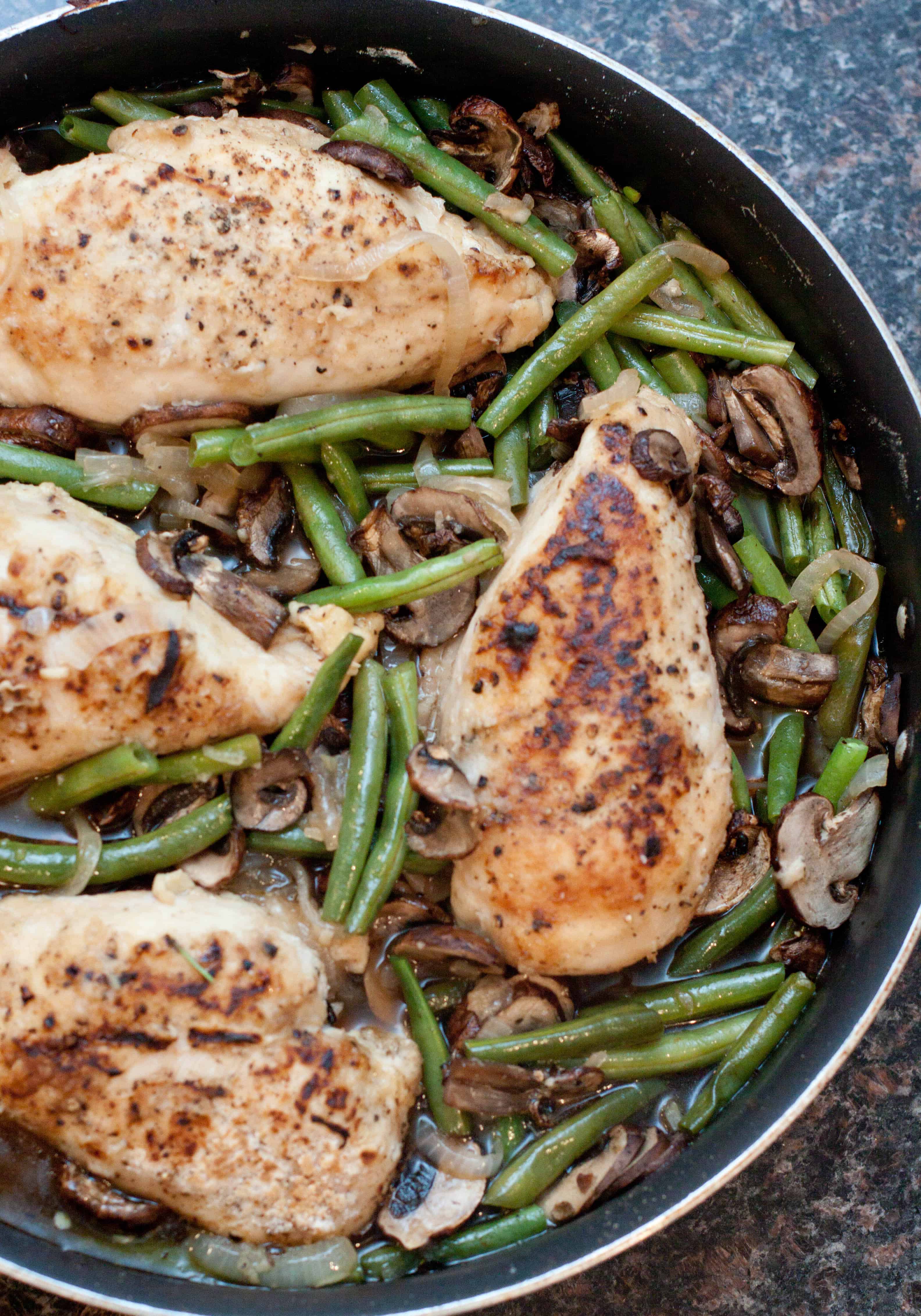 Green Bean And Mushroom Braised Chicken Served From Scratch