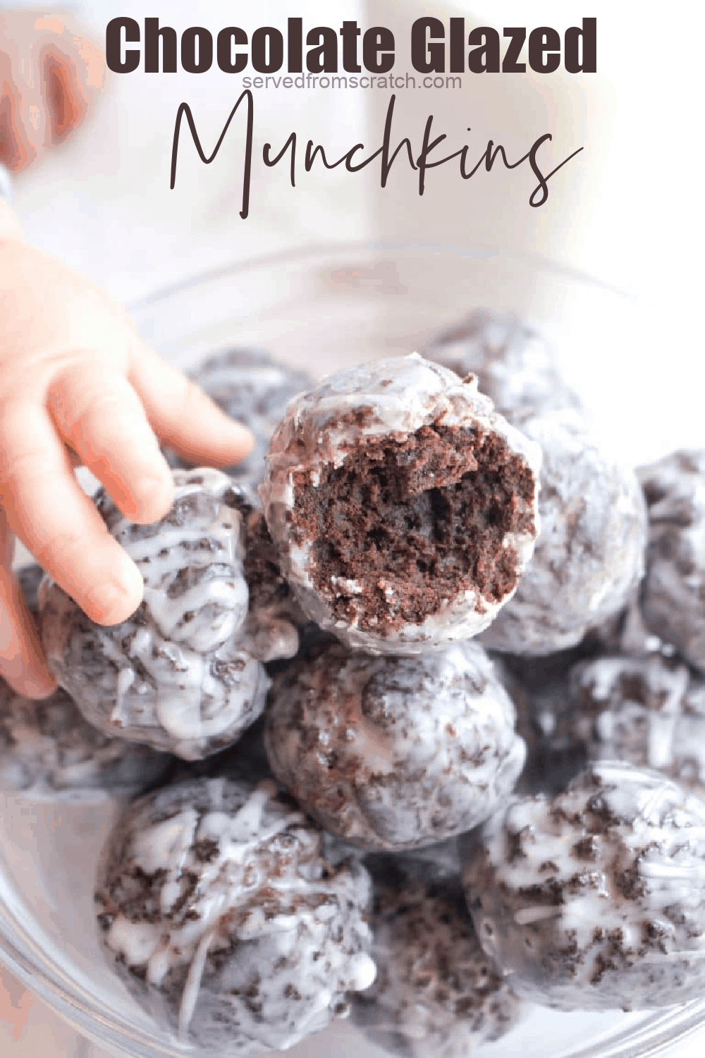 Glazed Chocolate Munchkins (Donut Holes) - Served From Scratch