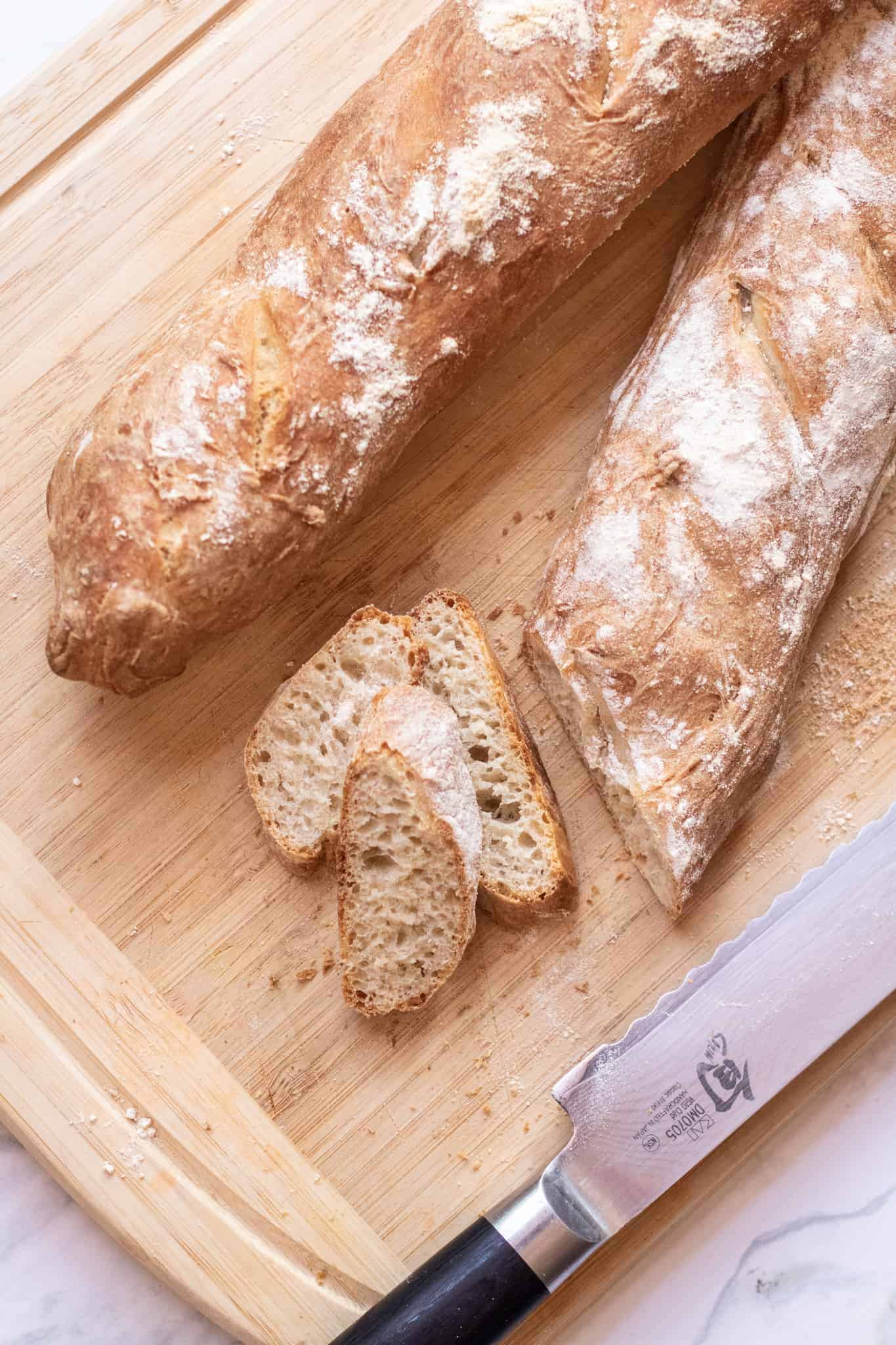 Easy Crusty French Baguette Served From Scratch