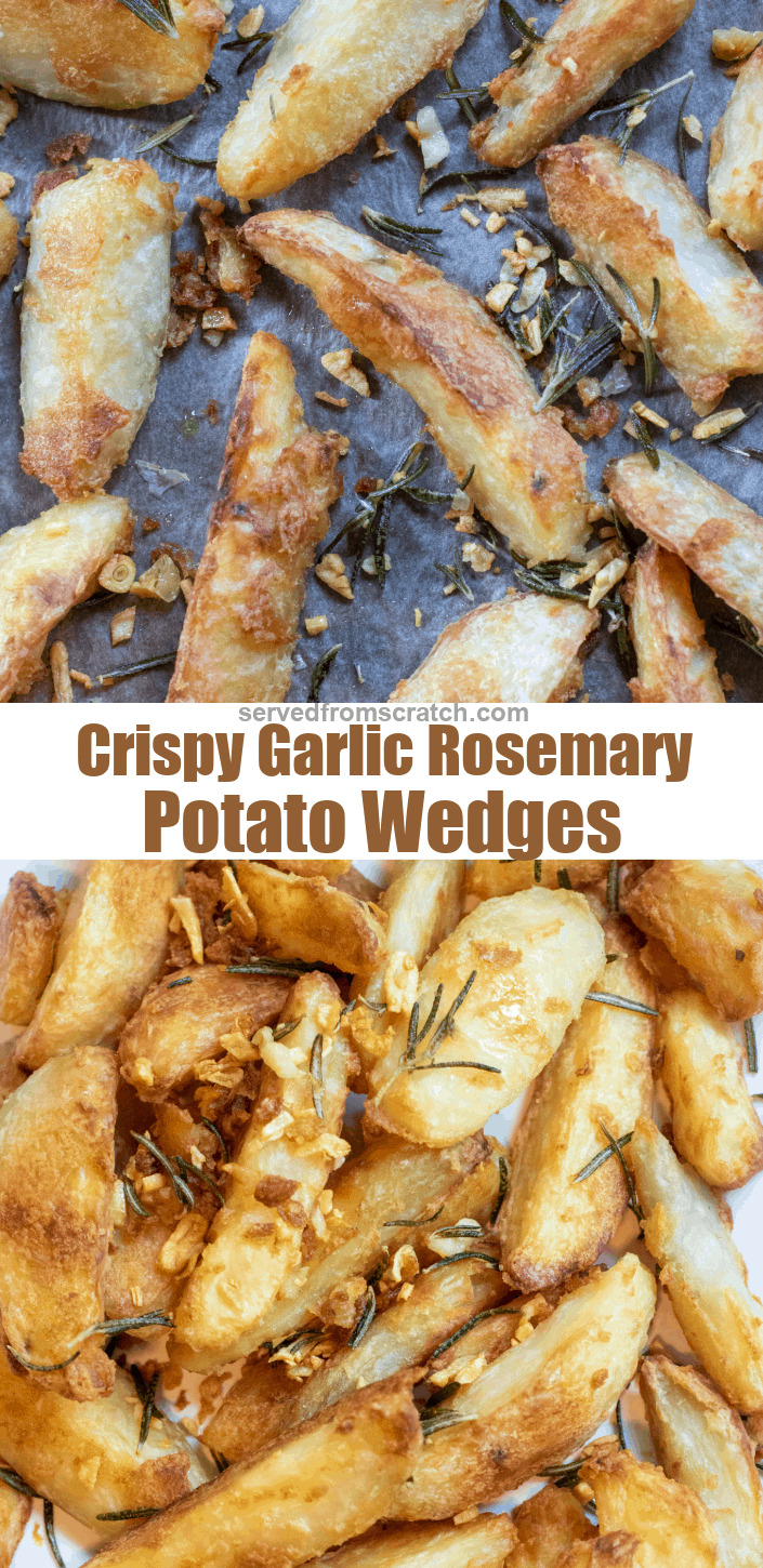 Crispy Garlic Rosemary Potato Wedges - Served From Scratch