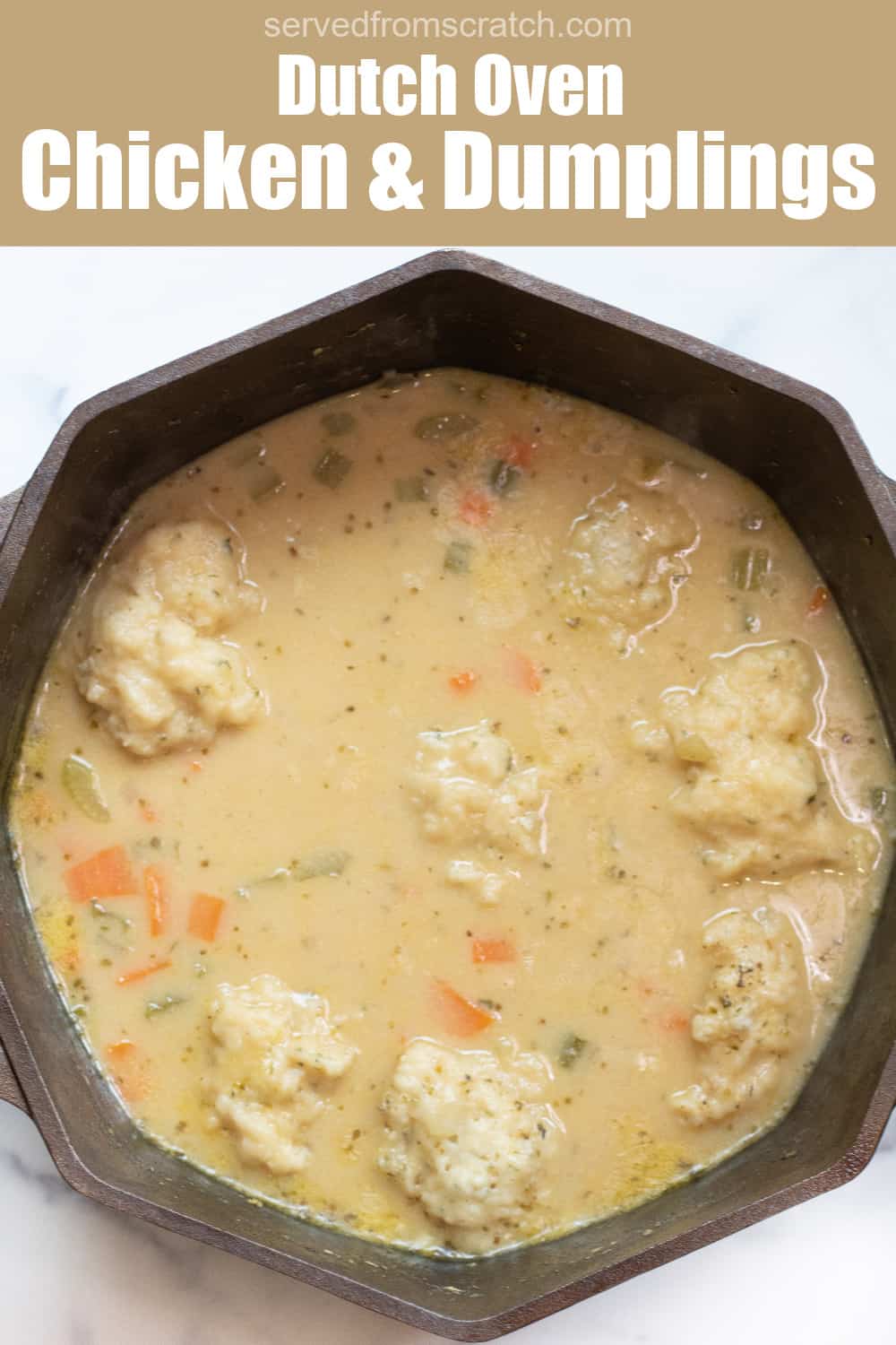 Dutch Oven Chicken and Dumplings Soup - Served From Scratch
