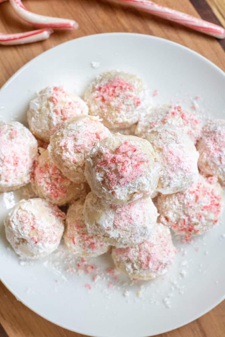 Peppermint Snowball Cookies - Served From Scratch